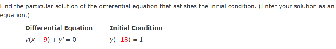 Solved Find the particular solution of the differential | Chegg.com