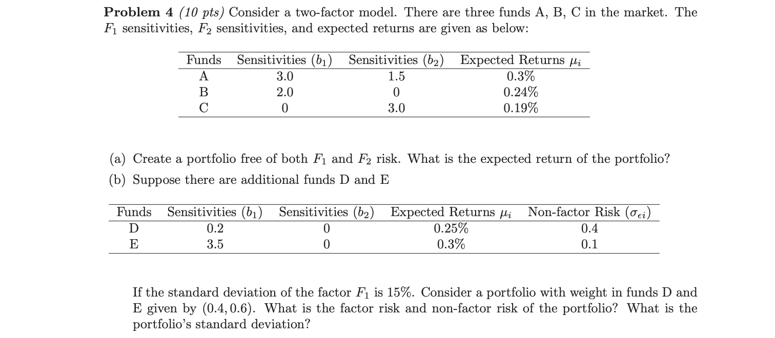 Solved Problem 4 (10 pts) Consider a two-factor model. There | Chegg.com