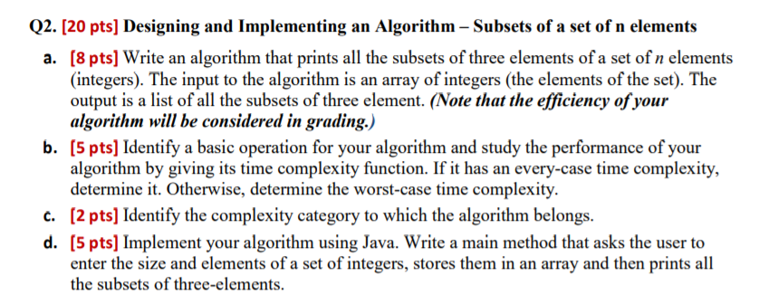 Solved for part a, in pseudo code for part d, in java | Chegg.com