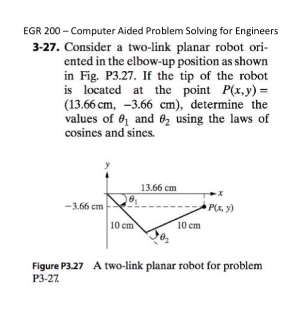 Solved Consider a two-link planar robot oriented in the | Chegg.com