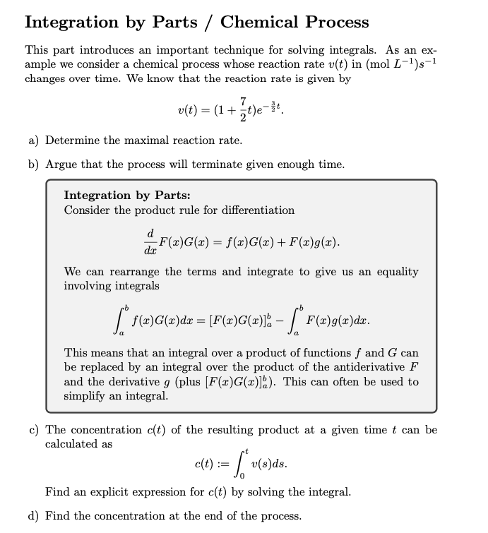 Solved Integration by Parts / Chemical Process This part | Chegg.com