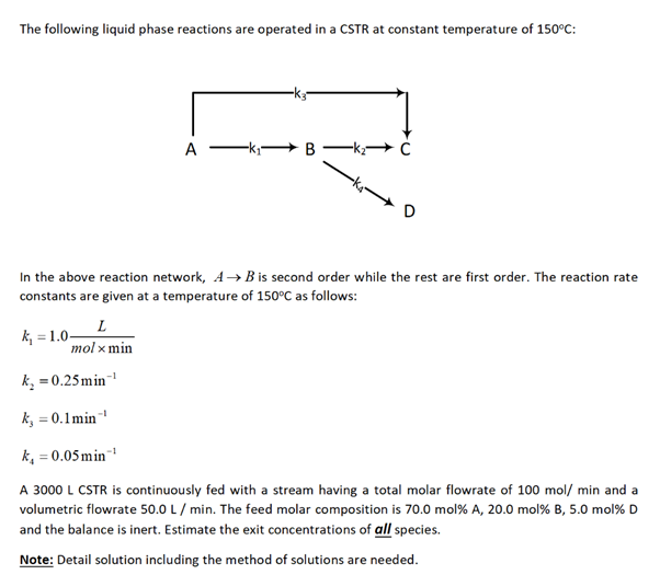 Solved The following liquid phase reactions are operated in | Chegg.com