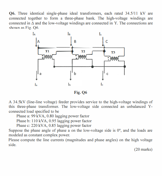 Solved Q6. Three identical single-phase ideal transformers, | Chegg.com