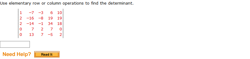 Solved Use elementary row or column operations to find the | Chegg.com