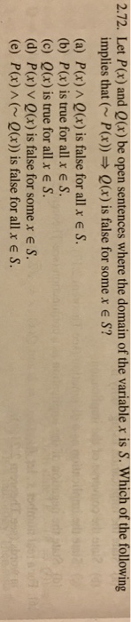 Solved Let P(x) and Q(x) be open sentences where the domain | Chegg.com