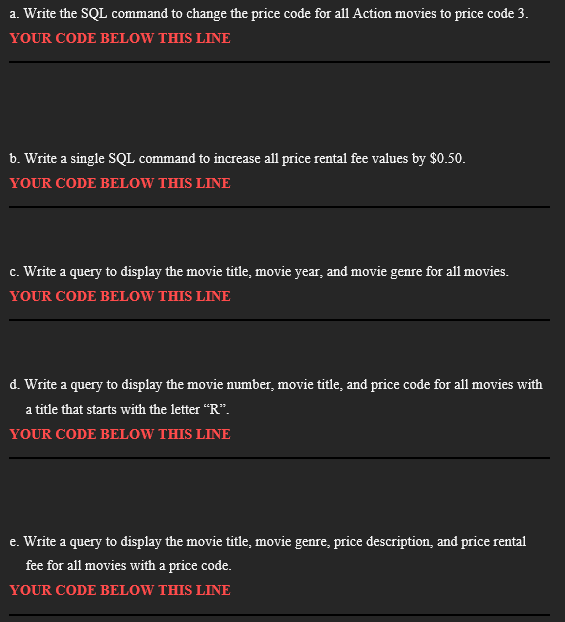 Solved Table 1. Table showing all movies and genre. Table 2. | Chegg.com