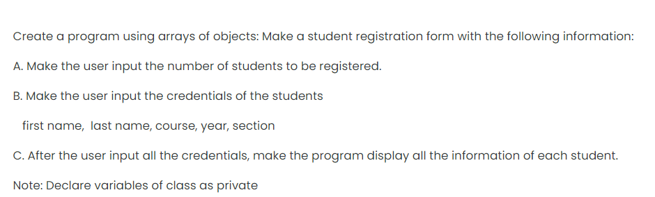 Solved Create a program using arrays of objects: Make a | Chegg.com