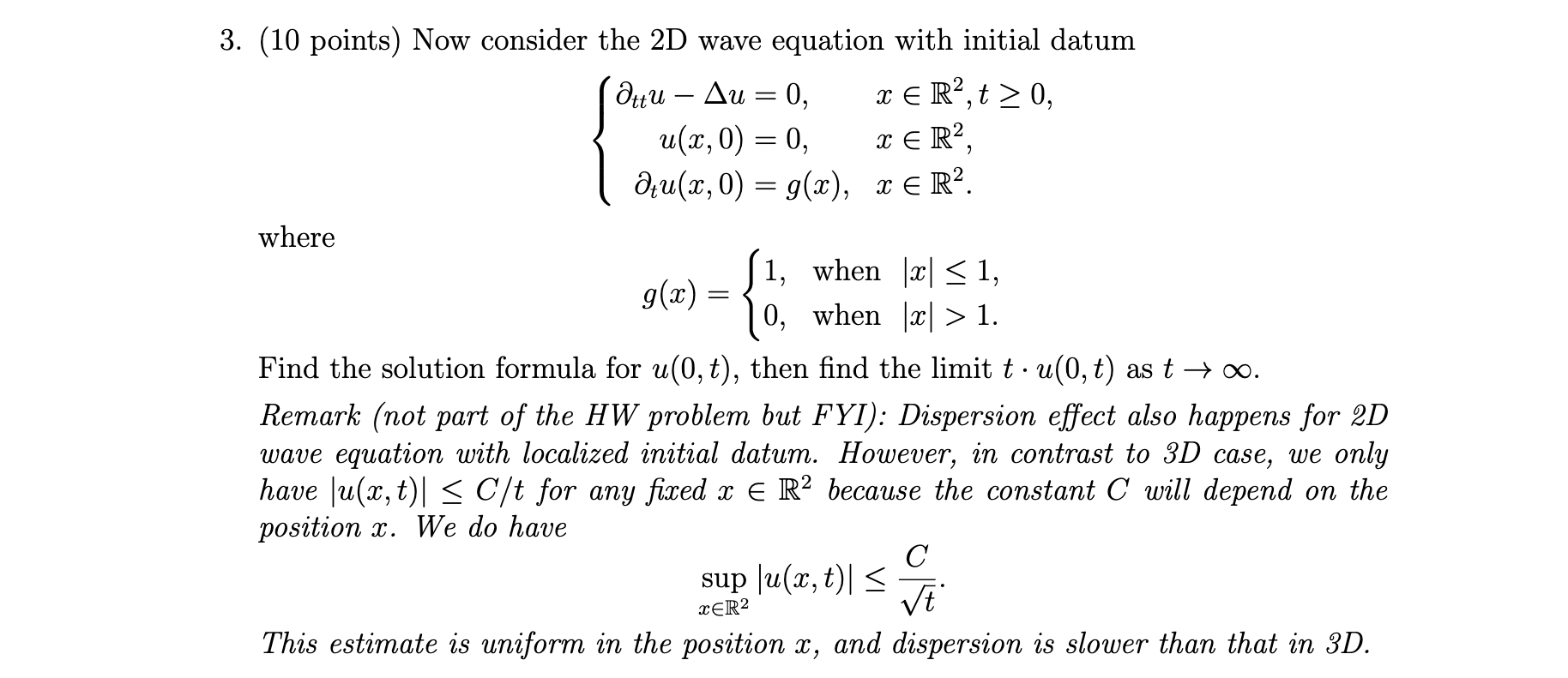 Solved 3 10 Points Now Consider The 2d Wave Equation With