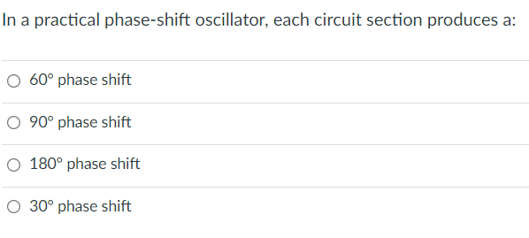 Solved In a practical phase-shift oscillator, each circuit | Chegg.com
