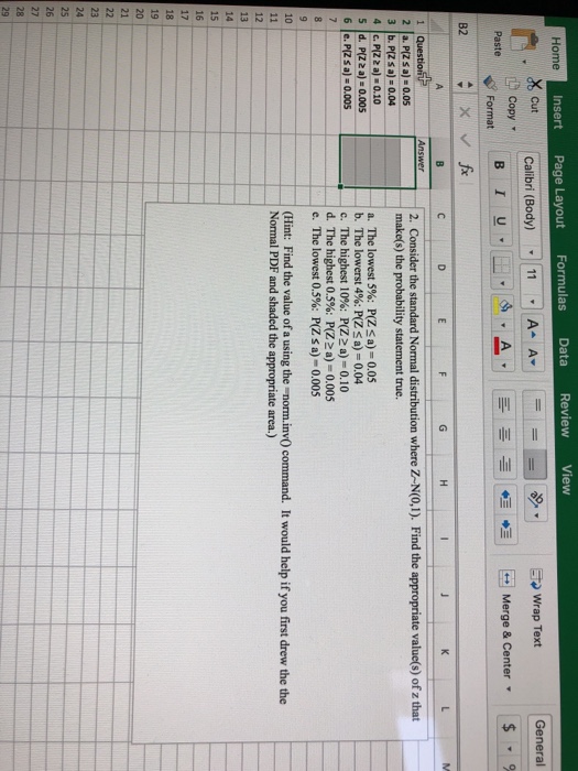 Solved Insert Page Layout Formulas Data Review View Cut Copy | Chegg.com