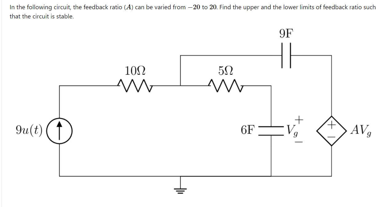 Solved In the following circuit, the feedback ratio (A) can | Chegg.com