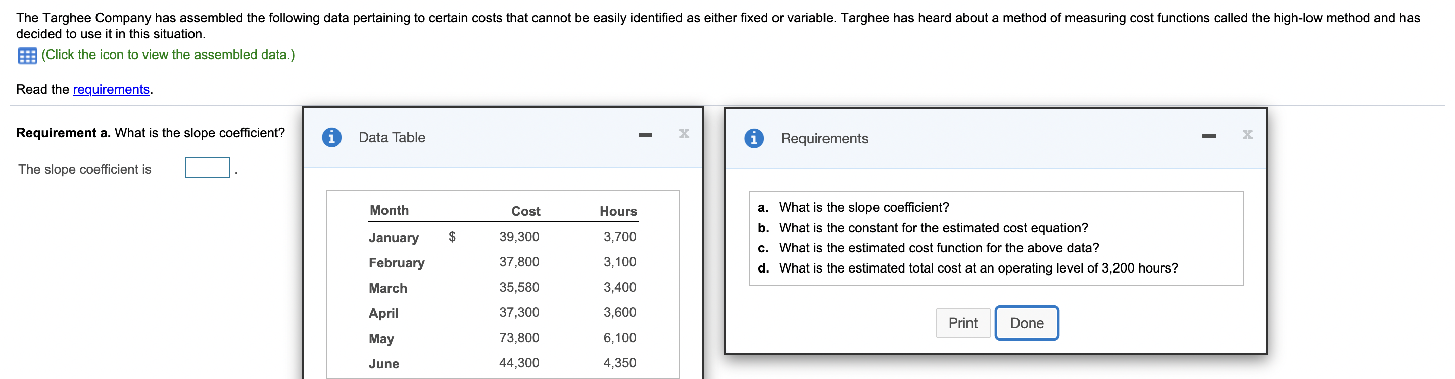 Solved The Targhee Company has assembled the following data | Chegg.com