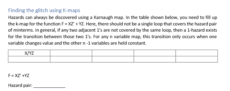 Solved Finding the glitch using K-maps Hazards can always be | Chegg.com