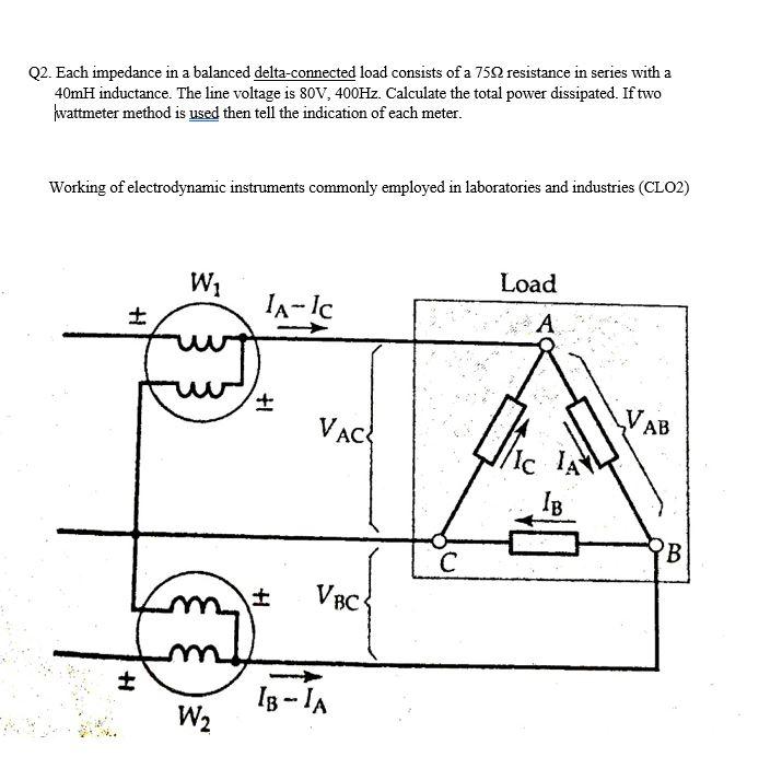 Solved Q2. Each impedance in a balanced delta-connected load | Chegg.com