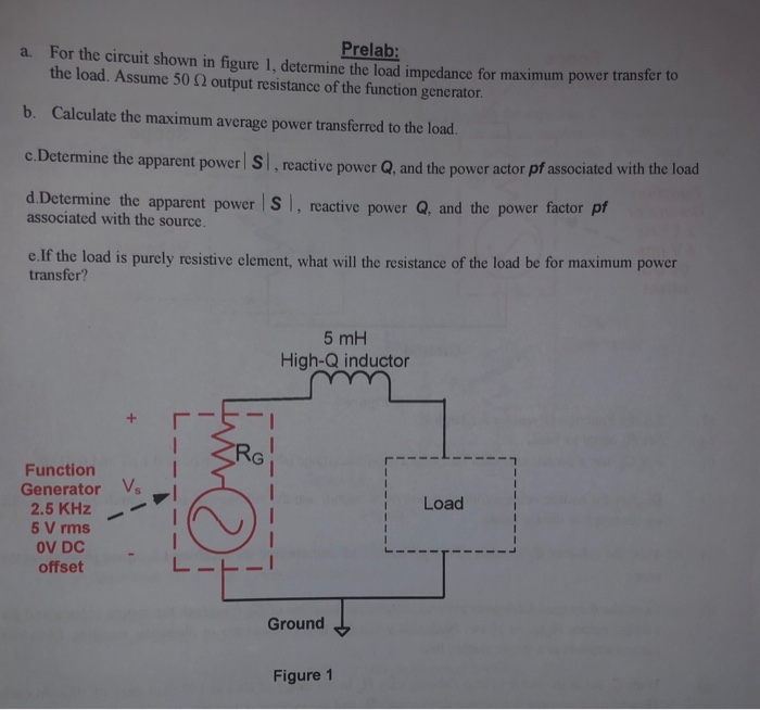 Solved Prelab: For the circuit shown in figure 1, determine | Chegg.com