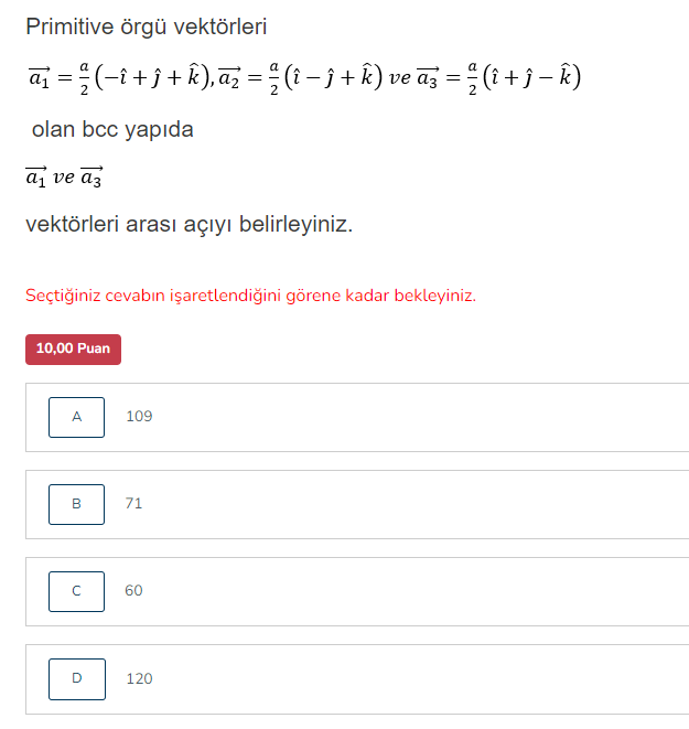 What is the angle between vectors a1 and a3 in a bcc | Chegg.com