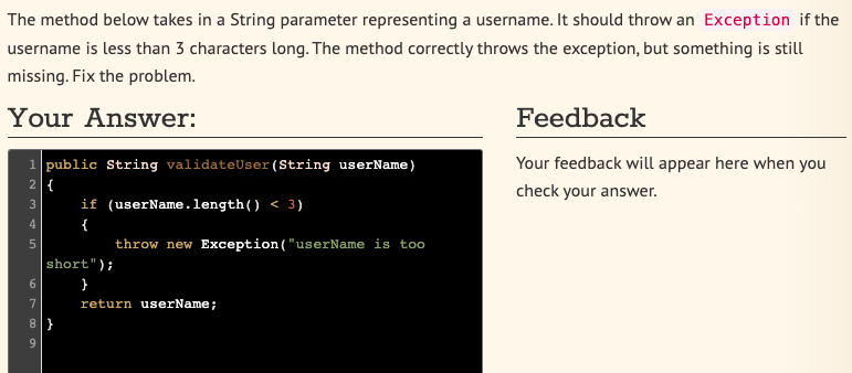 Solved The method below takes in a String parameter | Chegg.com