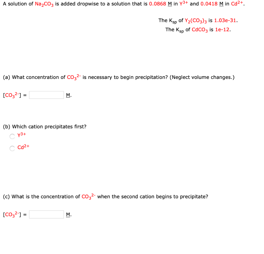 Solved A solution of Na2CO3 is added dropwise to a solution | Chegg.com
