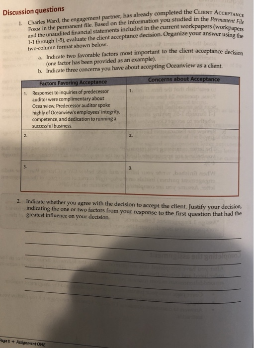 ASSIGNMENT 1: Review client background information | Chegg.com
