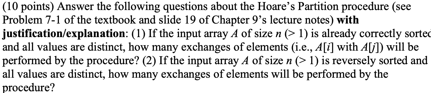 Solved Answer the following questions about the Hoare’s | Chegg.com
