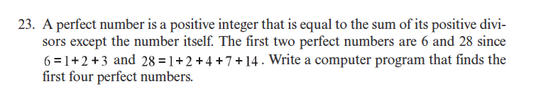 23. A perfect number is a positive integer that is | Chegg.com
