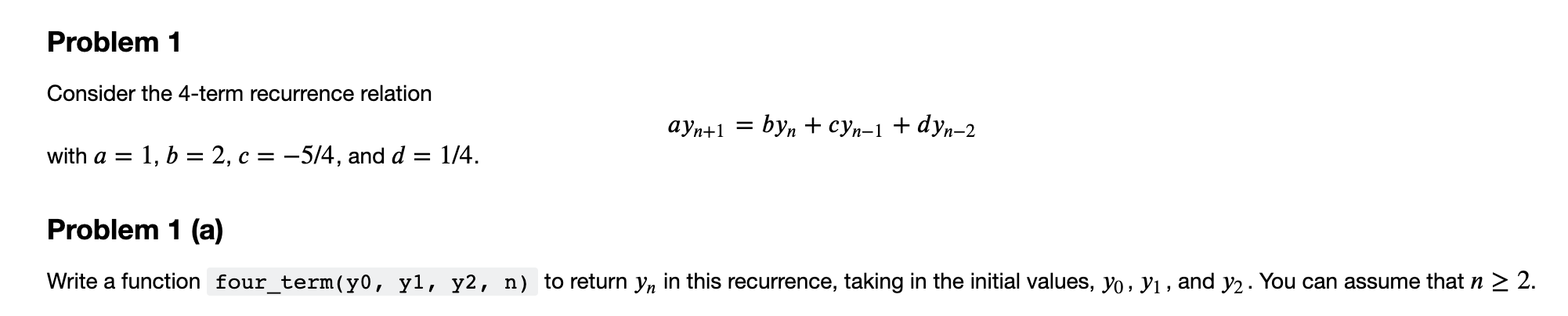 Solved Consider the 4-term recurrence relation with | Chegg.com