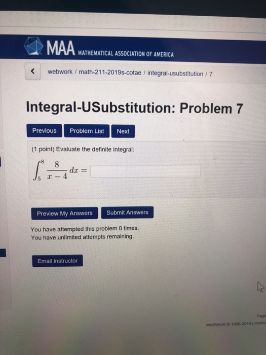 Solved MAA MATHEMATICAL ASSOCIATION OF AMERICA webwork | Chegg.com