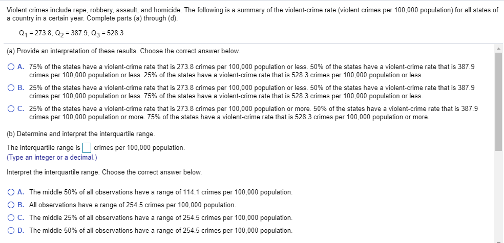 Solved summary of the violent-crime rate (violent crimes per | Chegg.com