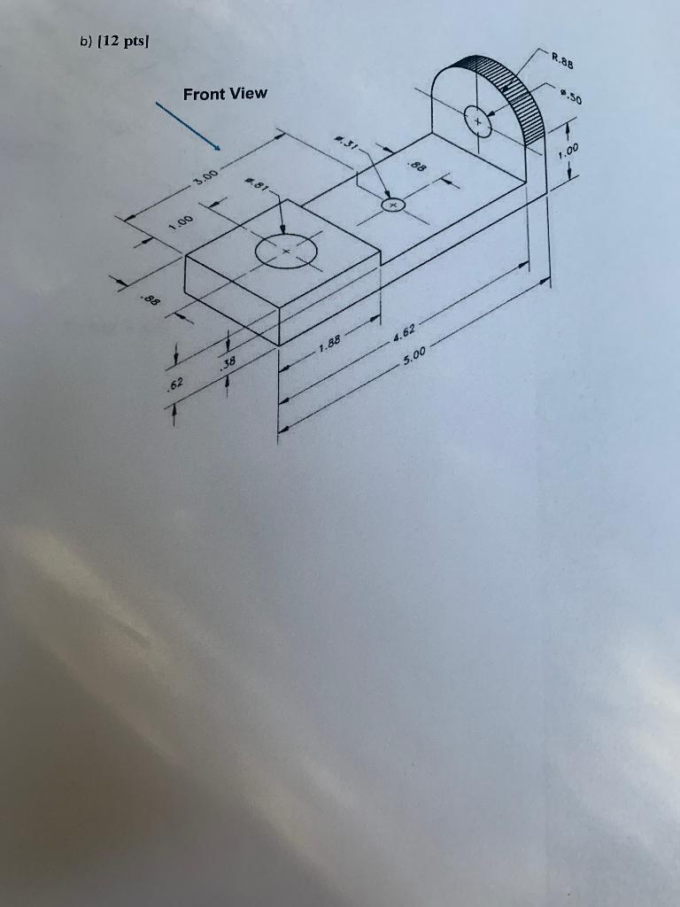 Solved Create the top,front, and right-side views(as | Chegg.com