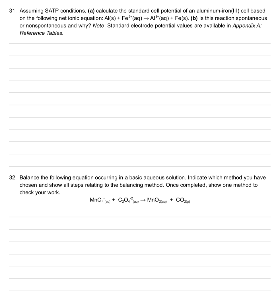 Solved 31. Assuming SATP conditions, (a) calculate the | Chegg.com