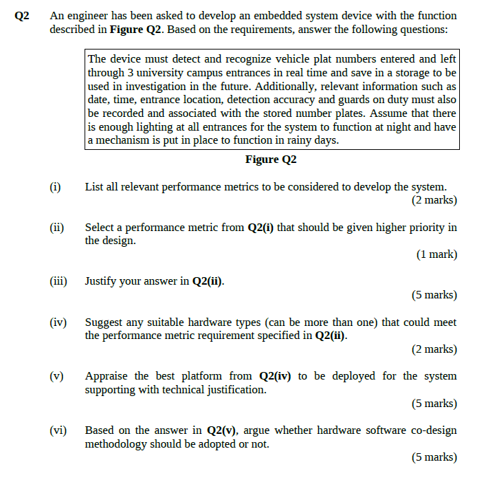 Solved Q2 An engineer has been asked to develop an embedded | Chegg.com