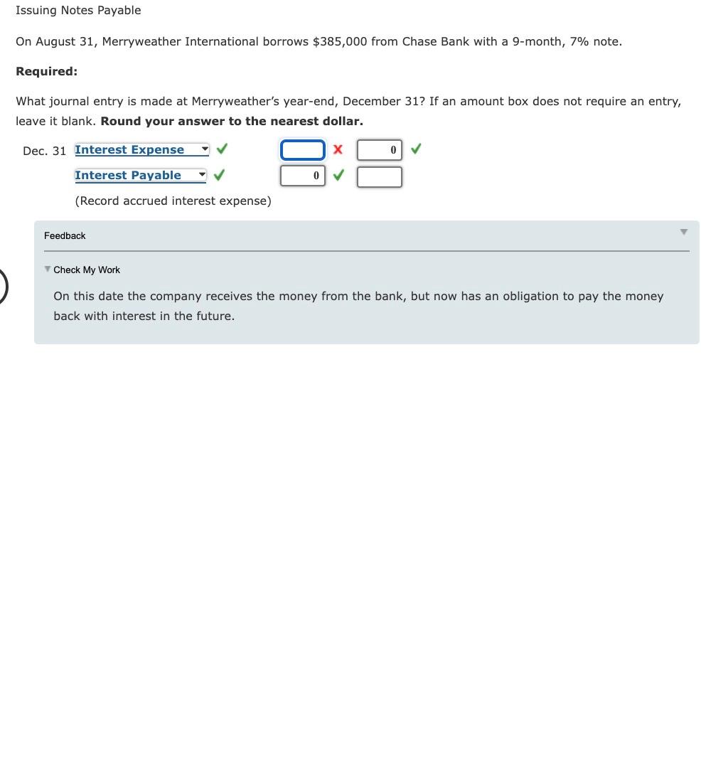 Solved Issuing Notes Payable On August 31, Merryweather | Chegg.com