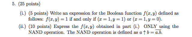 Solved 5. (25 points) (i.) (5 points) Write an expression | Chegg.com