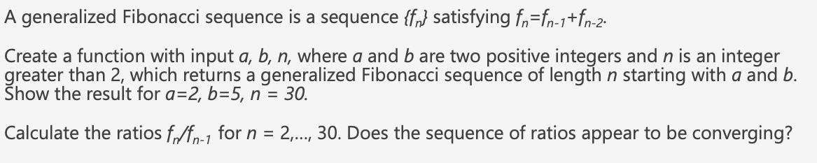 Solved A generalized Fibonacci sequence is a sequence {fn} | Chegg.com