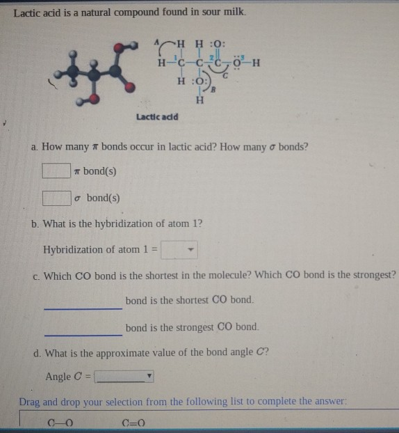Solved Lactic acid is a natural compound found in sour milk. | Chegg.com