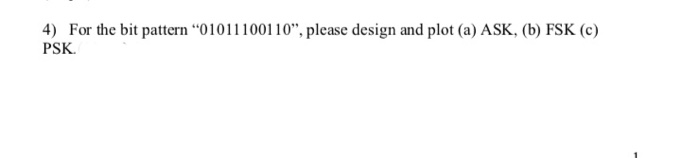 Solved 4) For the bit pattern "01011100110", please design | Chegg.com