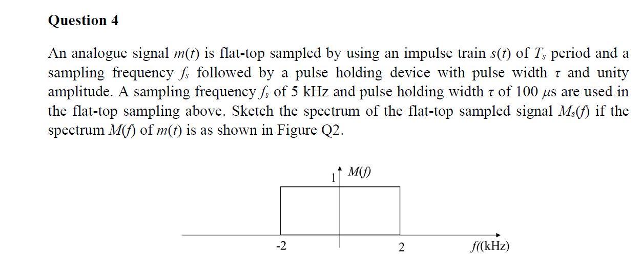 Solved Question 4 An analogue signal m(t) is flat-top | Chegg.com