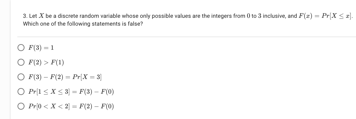 Solved 3 Let X Be A Discrete Random Variable Whose Only 0123