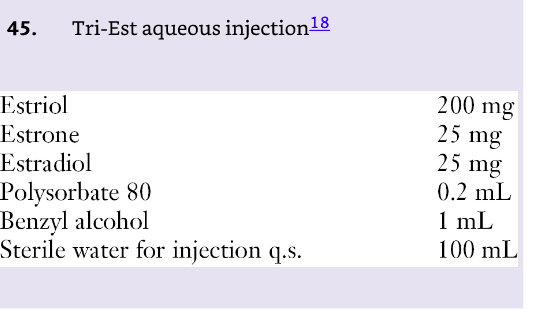 Solved 45. Tri-Est aqueous injection 18How many milliliters | Chegg.com