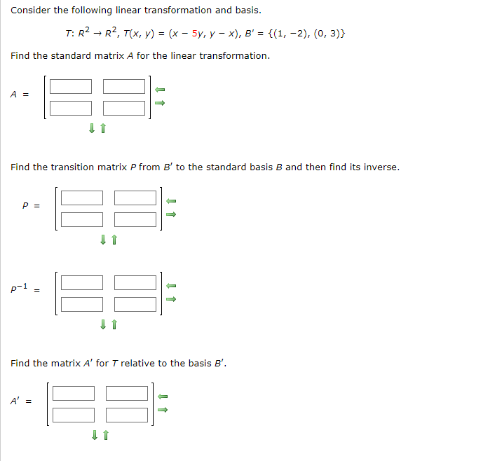 Solved Consider the following linear transformation and | Chegg.com