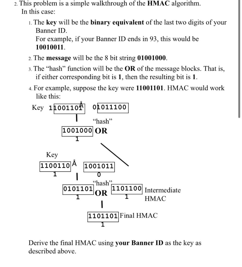 Solved 2. This problem is a simple walkthrough of the HMAC | Chegg.com