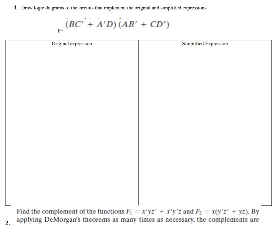 Solved 1.. Draw logic diagrams of the circuits that | Chegg.com