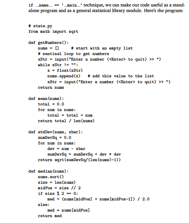Solved Modify the statistics program from this chapter so | Chegg.com