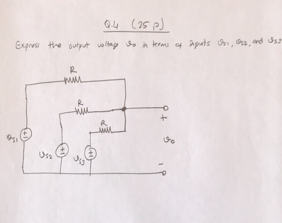 Solved Express the output voltage v0 in terms of inputs | Chegg.com