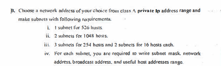 Solved B. ﻿Choose a network address of ﻿your choice from | Chegg.com