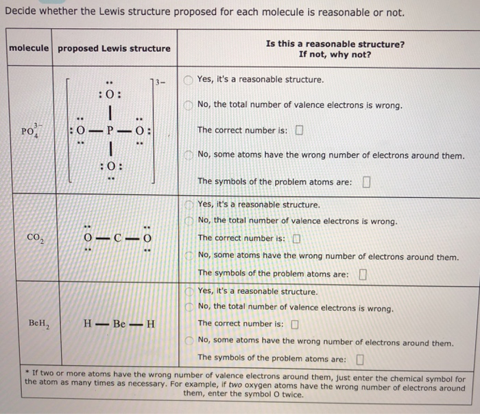 Solved Decide whether the Lewis structure proposed for each | Chegg.com