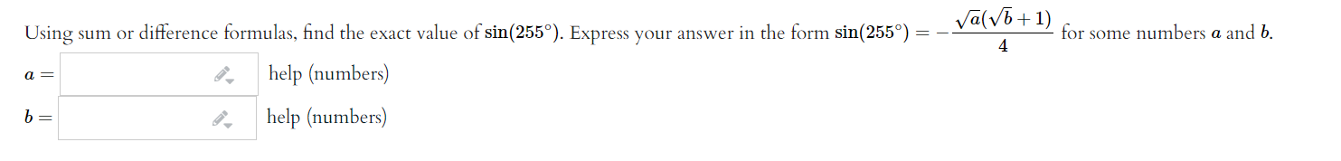 Solved VaV+1) Using sum or difference formulas, find the | Chegg.com