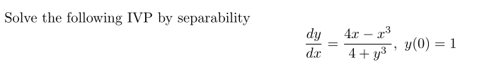 Solved Solve the following IVP by separability 23 dy dc = | Chegg.com