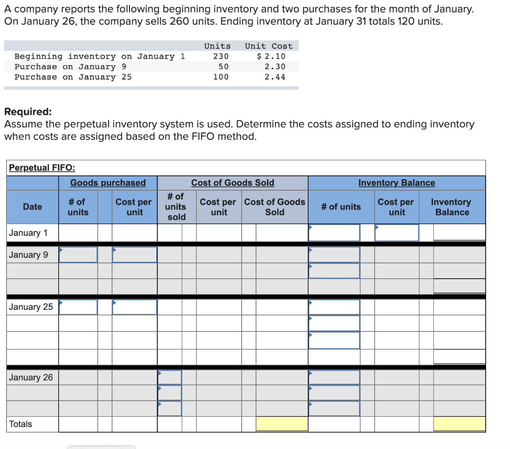 Solved A company reports the following beginning inventory | Chegg.com