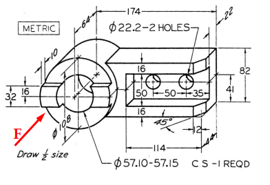 Solved Draw the Front view , Bottom View , Bottom Section | Chegg.com